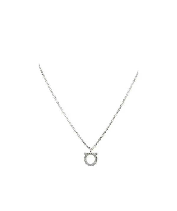 FERRAGAMO Gancini Crystal Pendant Necklace - White