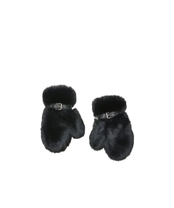 Acne Studios Fluffy Buckle Mittens - Black