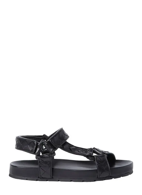 Bottega Veneta Woven Leather Trip Slingback Sandals - Black