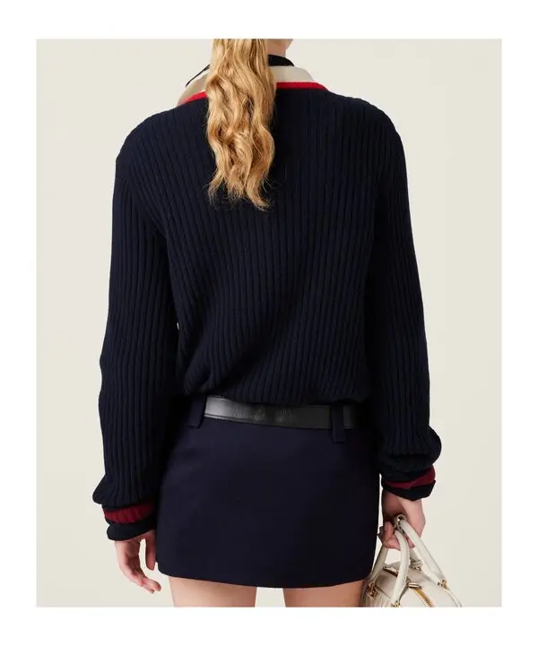 Miu Miu Embroidered Logo Mini Skirt