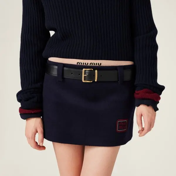 Miu Miu Embroidered Logo Mini Skirt