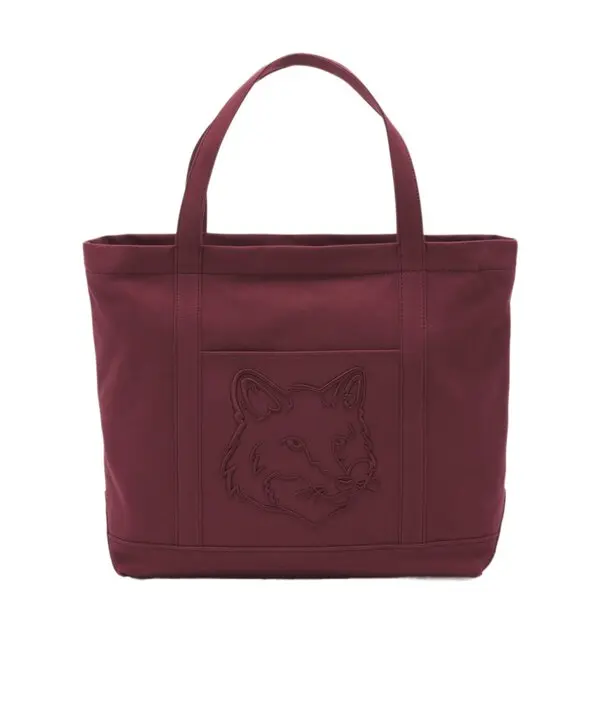 Maison Kitsuné Fox Head Embroidered Large Tote Bag - Red Star