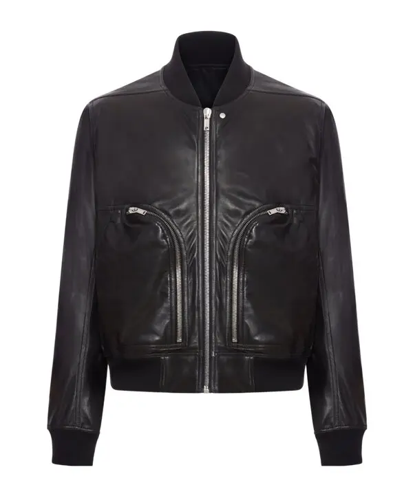 Rick Owens Long Sleeve Leather Bomber Jacket