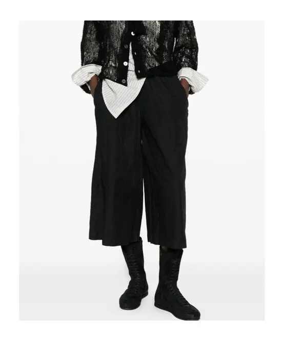 Comme Des Garçons Elasticated Waistband Wide Leg Culottes - Black