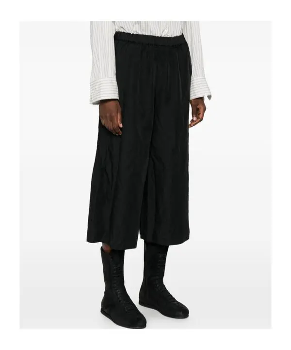 Comme Des Garçons Elasticated Waistband Wide Leg Culottes - Black