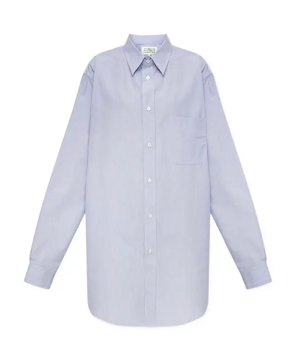 MAISON MARGIELA Long Sleeve Pinstripe Shirt - Light Blue