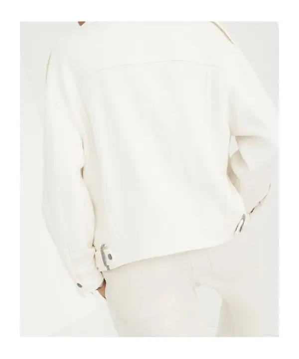 Brunello Cucinelli Long-sleeved Zipped Biker Jacket - White