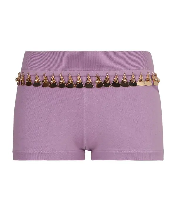 Rabanne Knit Mini Shorts With Sequined Embellishments - Pink