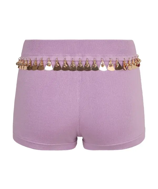 Rabanne Knit Mini Shorts With Sequined Embellishments - Pink