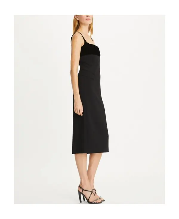 Tory Burch Crepe Slip Dress With Velvet Accents