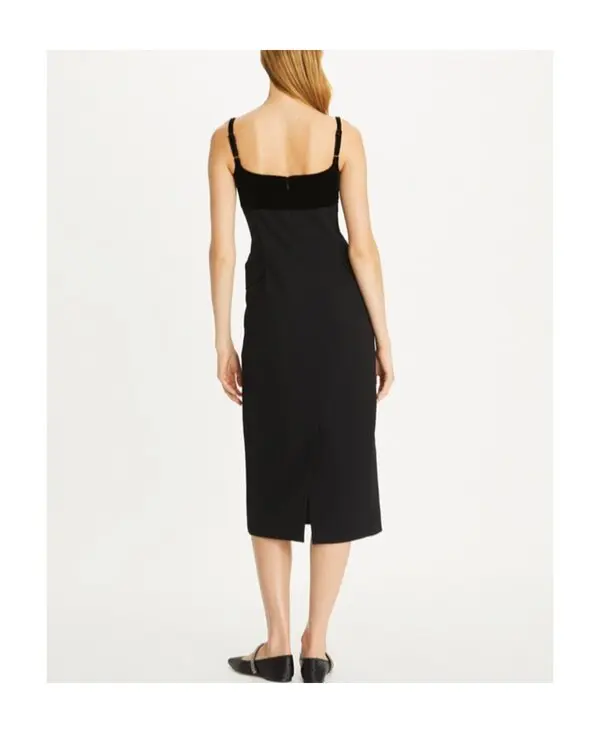 Tory Burch Crepe Slip Dress With Velvet Accents