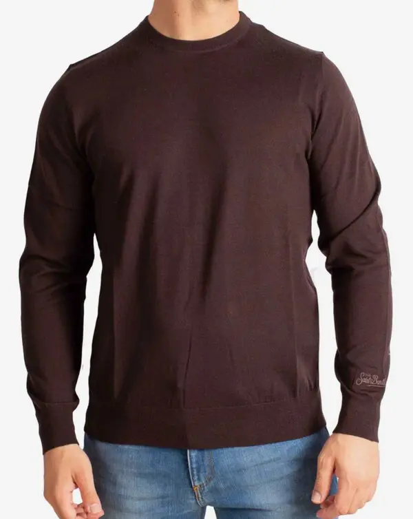 MC2 SAINT BARTH Crew Neck Long Sleeve Sweater - Dark Brown