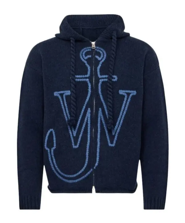 J.W.ANDERSON Anchor-logo Hooded Zip-up Cardigan