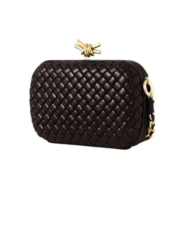 Bottega Veneta Knot Intrecciato Shoulder Bag - Brown