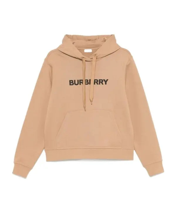 Burberry Logo Detailed Drawstring Hoodie - Nude