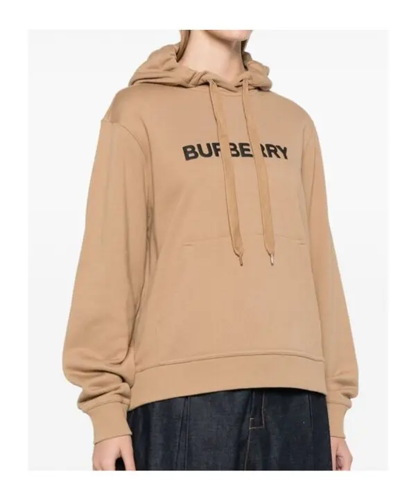 Burberry Logo Detailed Drawstring Hoodie - Nude
