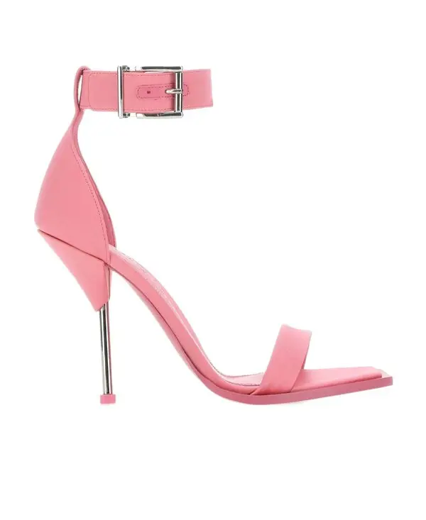 Alexander McQueen Satin Ankle Strap Stiletto Sandals