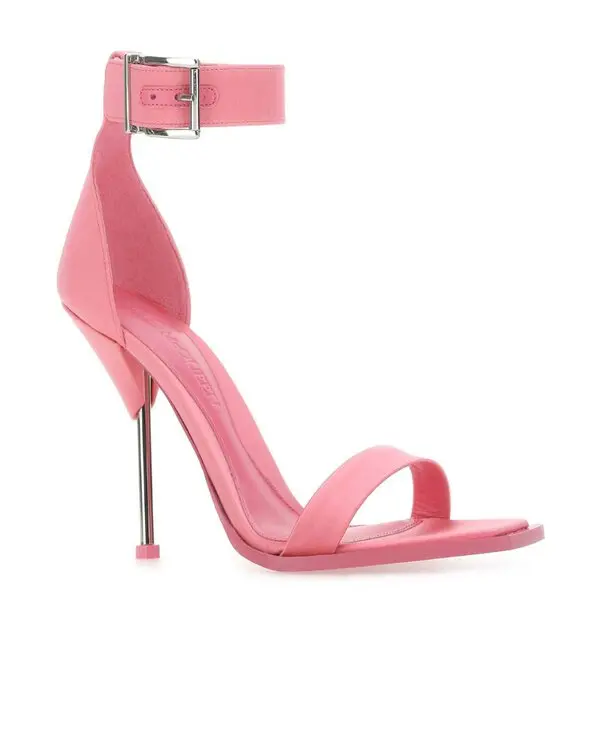 Alexander McQueen Satin Ankle Strap Stiletto Sandals