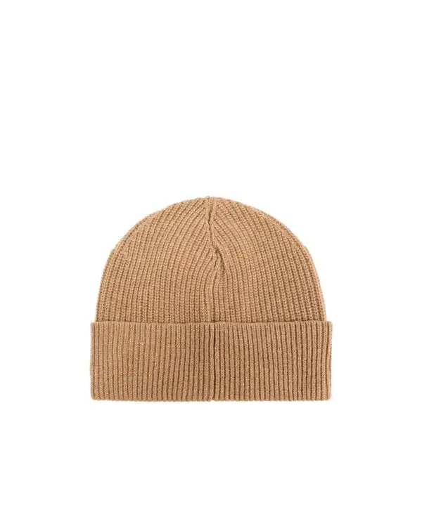 Dolce & Gabbana Ribbed Knit Beanie With Logo Patch - Brown