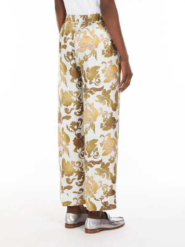 Max Mara Floral Silk Twill Trousers