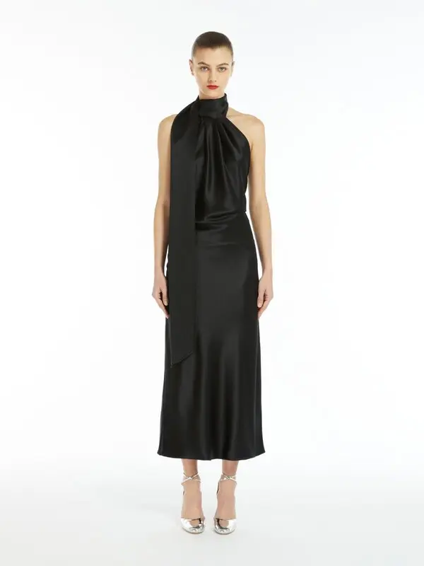 Max Mara Moli Halterneck Satin Dress