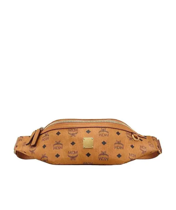 Mcm Visetos Logo Print Belt Bag - Brown