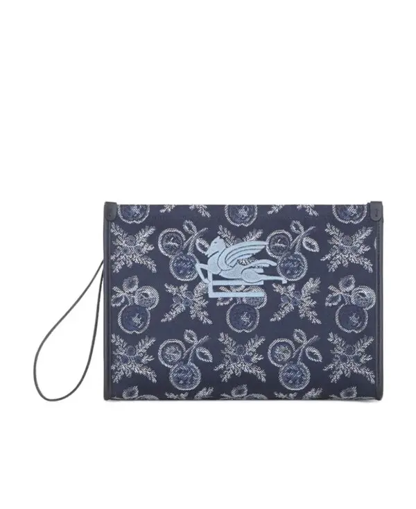 Etro Logo Embroidered Floral Jacquard Clutch Bag