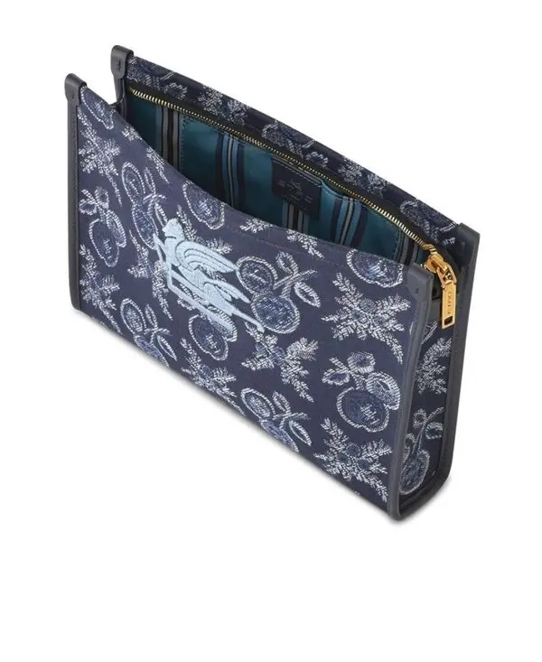 Etro Logo Embroidered Floral Jacquard Clutch Bag