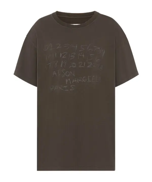 MAISON MARGIELA Numbers Printed Crewneck T-shirt - Brown