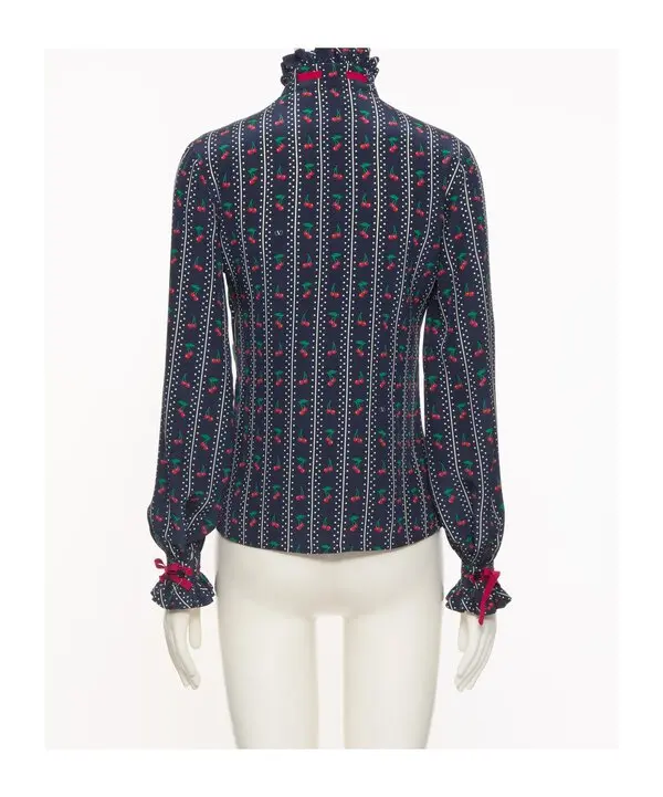 Valentino Garavani Crepe De Chine Cherryfic Print Shirt - Black