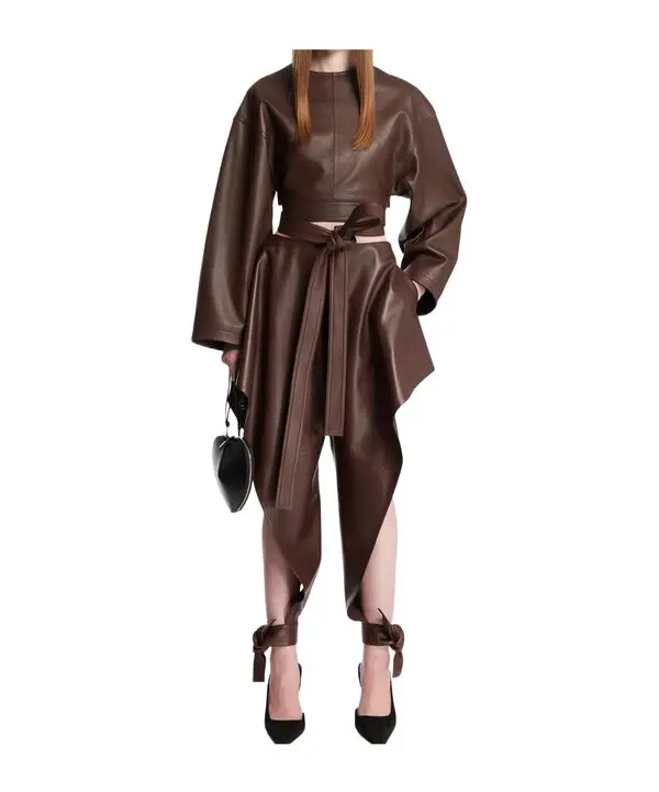 Alaïa Belted Leather Top