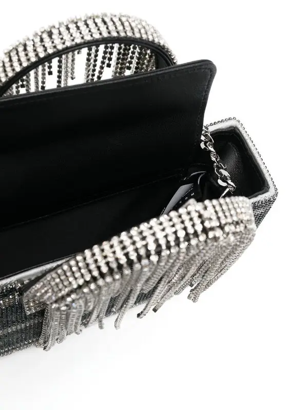 Kara Embellished Fringed Top Handle Bag - Gray