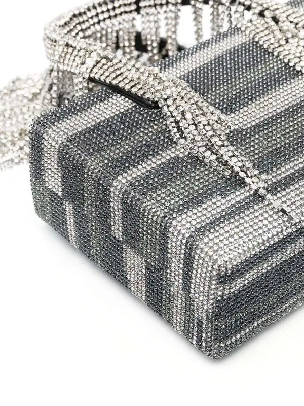 Kara Embellished Fringed Top Handle Bag - Gray