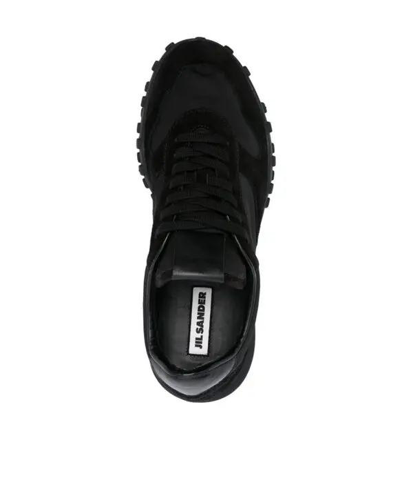 JIL SANDER Lace-up Almond Toe Sneakers - Black