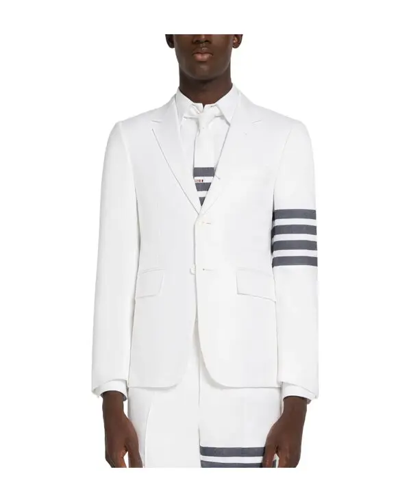 Thom Browne Striped Single-breasted Blazer - White