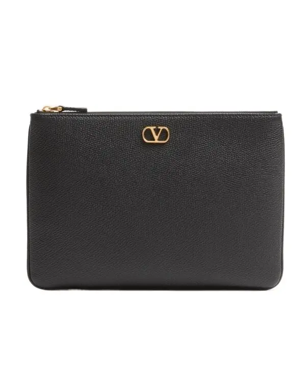 Valentino Garavani Vlogo Signature Zip-up Clutch Bag - Black