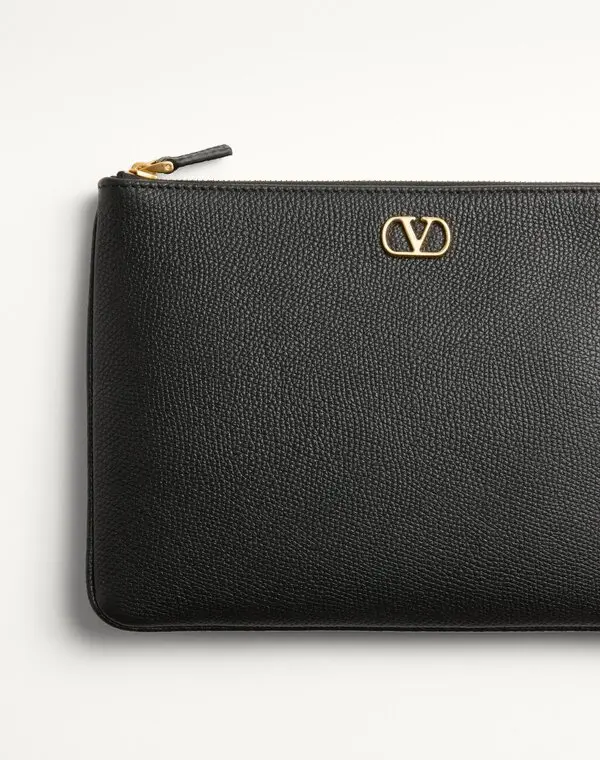 Valentino Garavani Vlogo Signature Zip-up Clutch Bag - Black