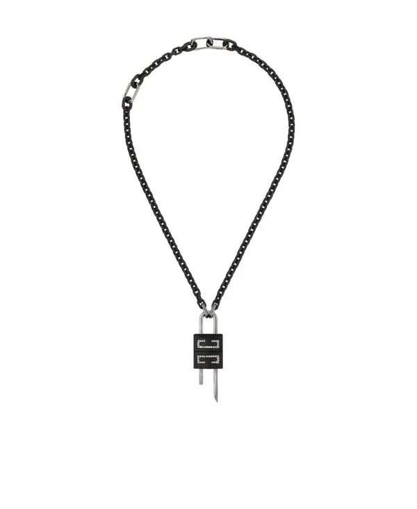 Givenchy Small Lock Necklace In Metal With Crystals - Black