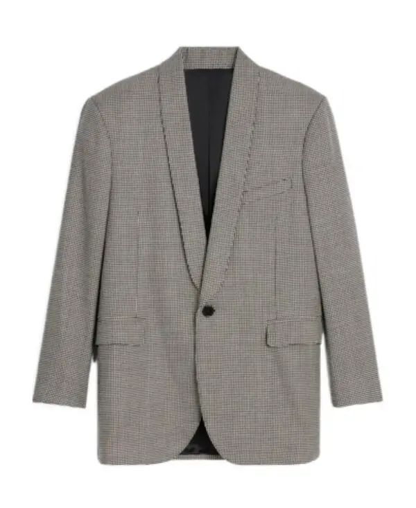 Celine Houndstooth Wool Blend Blazer