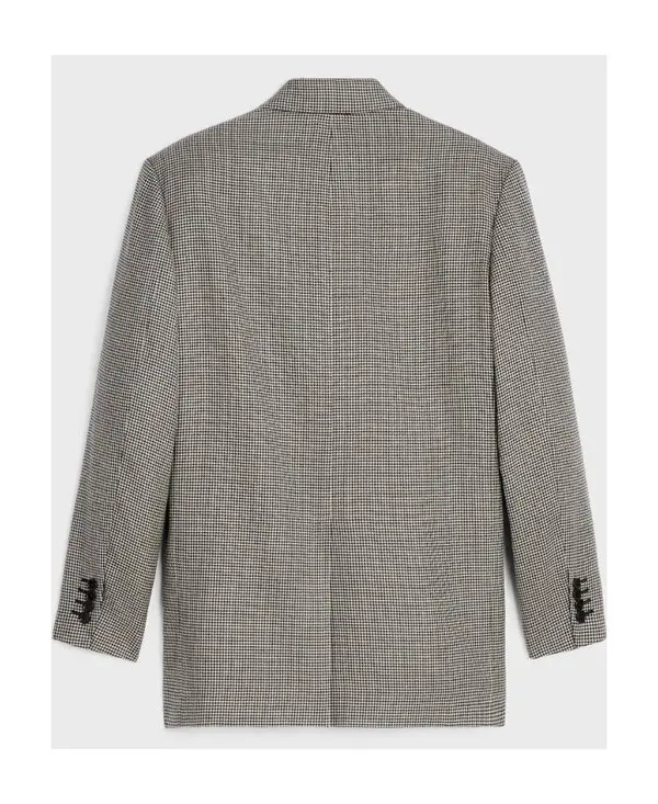 Celine Houndstooth Wool Blend Blazer