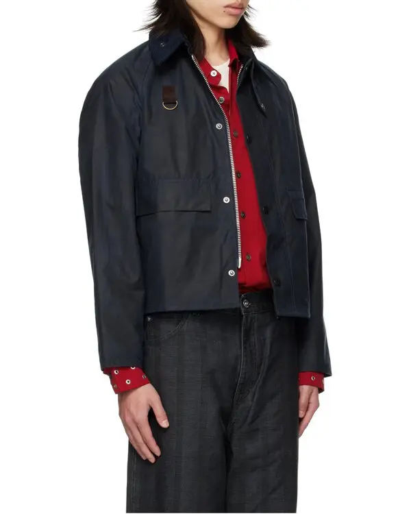 Barbour Spey Slim Waxed Jacket - Navy
