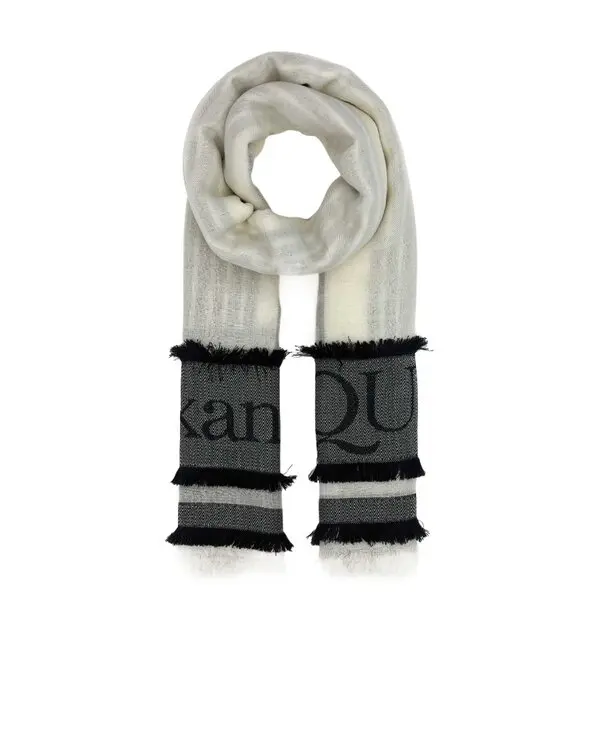 Alexander McQueen Logo Printed Frayed-edge Scarf - Black