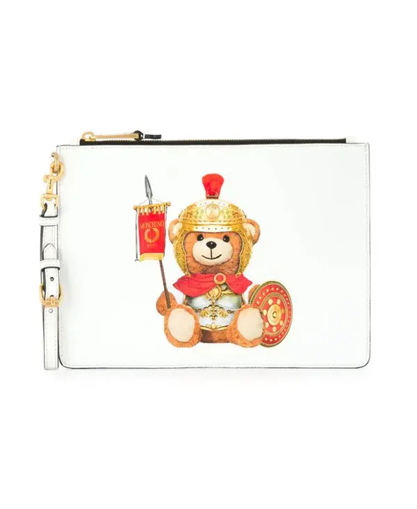 Moschino Teddy Bear Print Clutch Bag - White