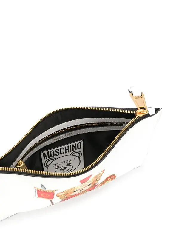 Moschino Teddy Bear Print Clutch Bag - White