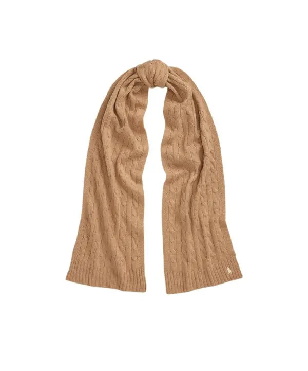 Polo Ralph Lauren Logo Embroidered Cable Knitted Scarf