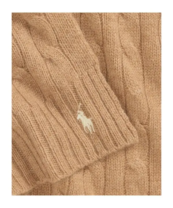Polo Ralph Lauren Logo Embroidered Cable Knitted Scarf