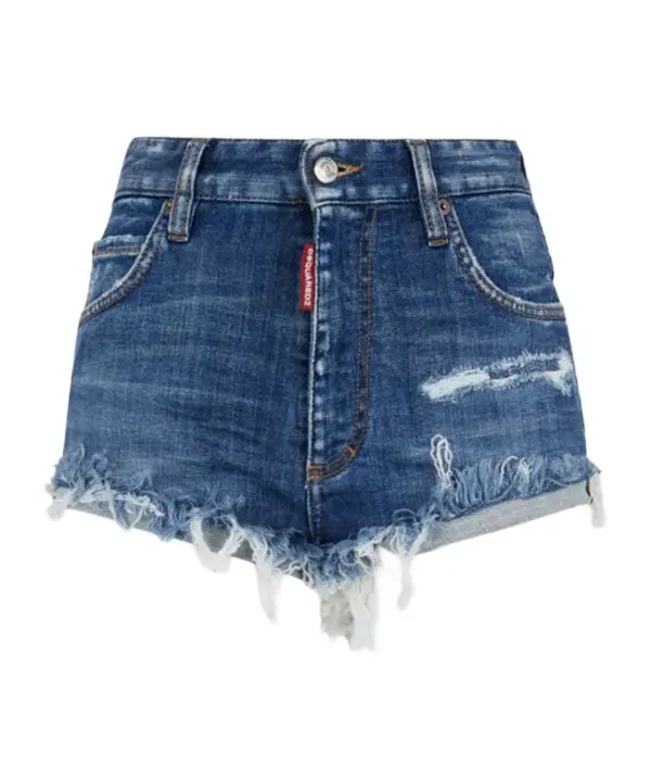 Dsquared2 Medium Wash Trucker Hot Shorts - Navy Blue