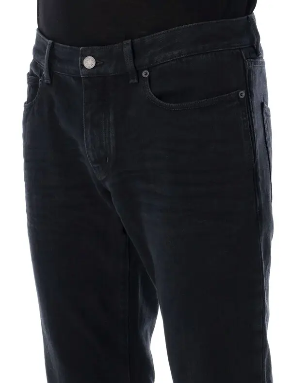 Saint Laurent Slim Cut Jeans With Logo Patch - Black