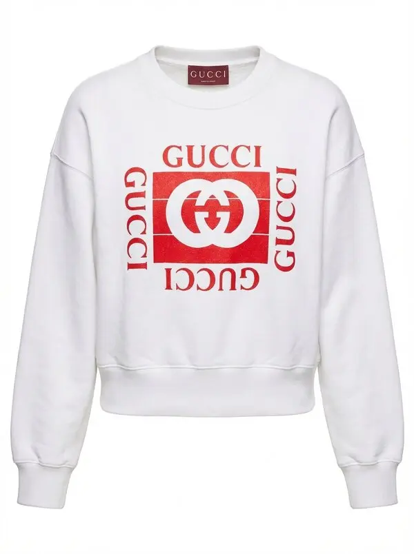 Gucci Logo Print Crewneck Sweatshirt - Off White
