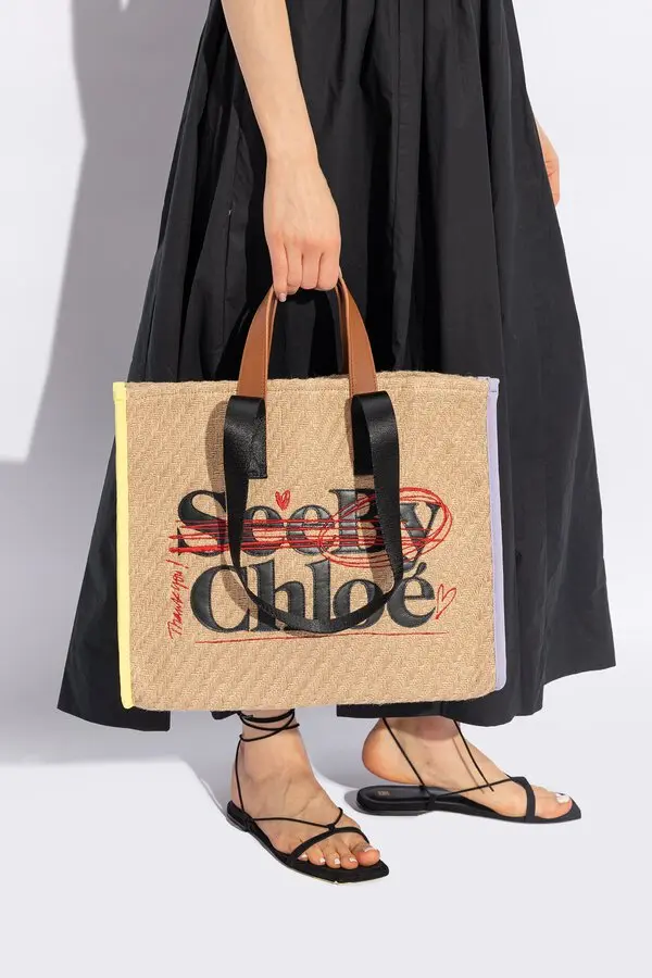 See By Chloé Woven Tote Bag With Embroidered Logo